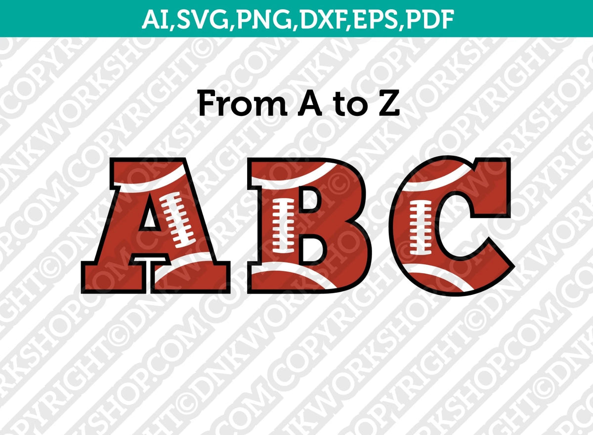American Football Team Letter Font Alphabet SVG Vector Cricut Cut File ...