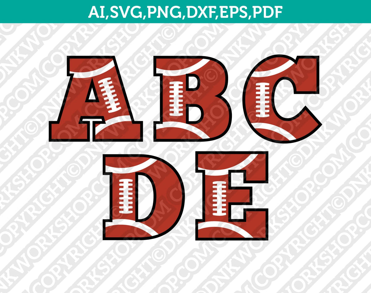 American Football Team Letter Font Alphabet SVG Vector Cricut Cut File ...