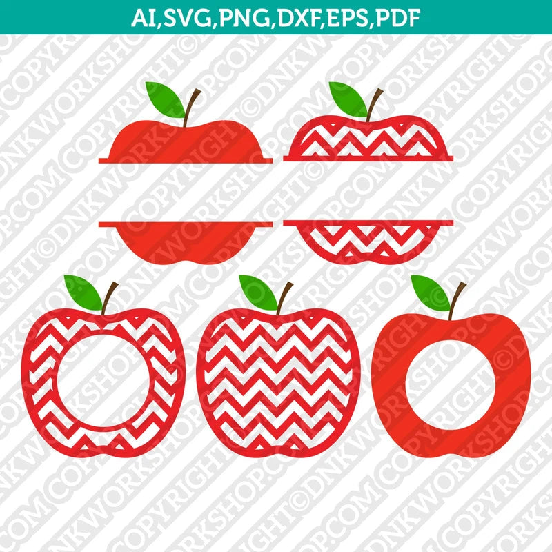 Apple Chevron Monogram Frame SVG Silhouette Cameo Cricut Cut File ...