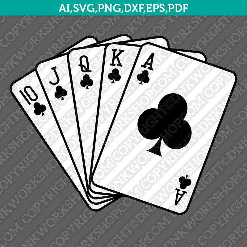 Casino Playing Cards Royal Flush Poker SVG Cut File Cricut Vector ...
