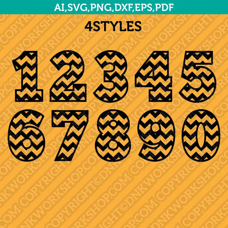 Chevron Numbers SVG Vector Cricut Cut File Clipart Png Eps Dxf ...