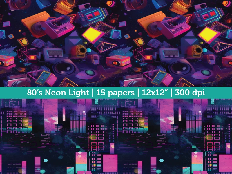 Digital Papers | Digital Scrapbooking 80's Neon Light Paper Instant Do ...