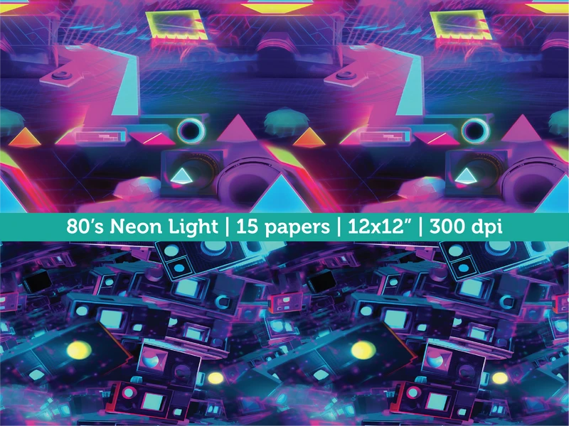 Digital Papers | Digital Scrapbooking 80's Neon Light Paper Instant Do ...