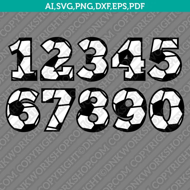 Football Soccer Ball Numbers SVG Vector Cricut Cut File – DNKWorkshop