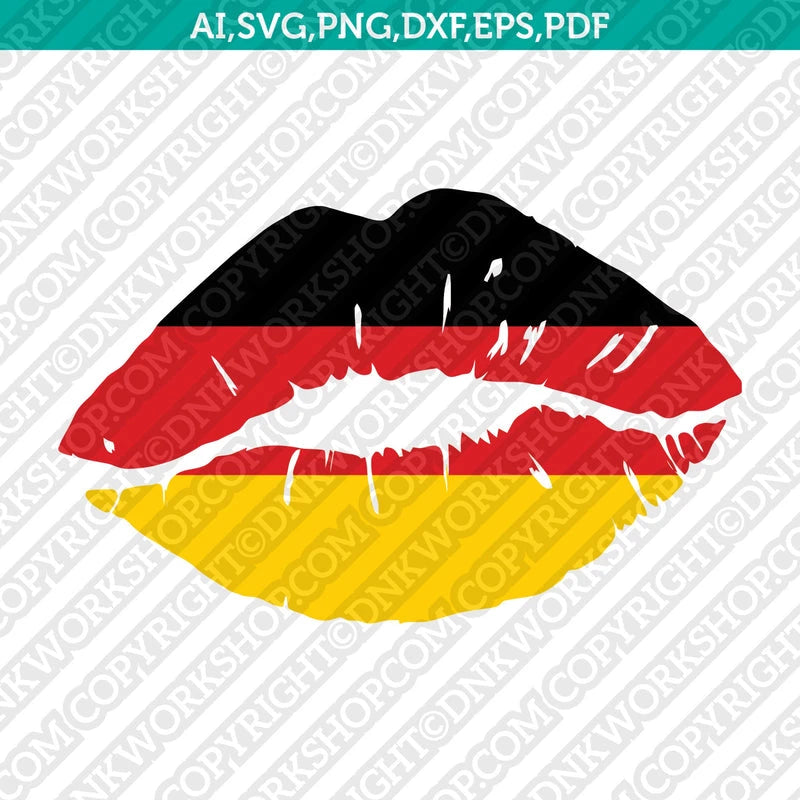 German Germany Flag Lips In Shape of Heart SVG Cut File Vector ...