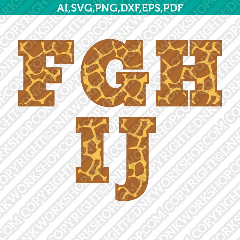 Giraffe Letter Font Alphabet SVG Cut File Vector Cricut Clipart Png Dx ...