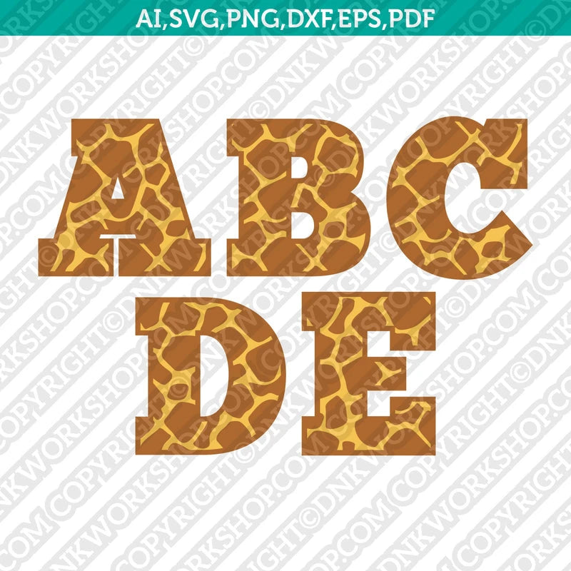 Giraffe Letter Font Alphabet SVG Cut File Vector Cricut Clipart Png Dx ...