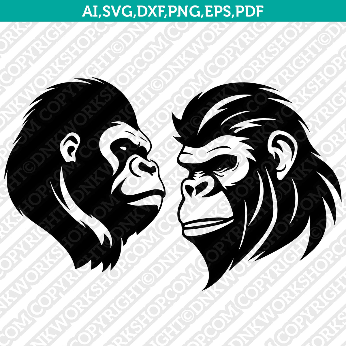 Gorilla Head SVG Mascot Cut File Cricut Clipart Silhouette Png ...