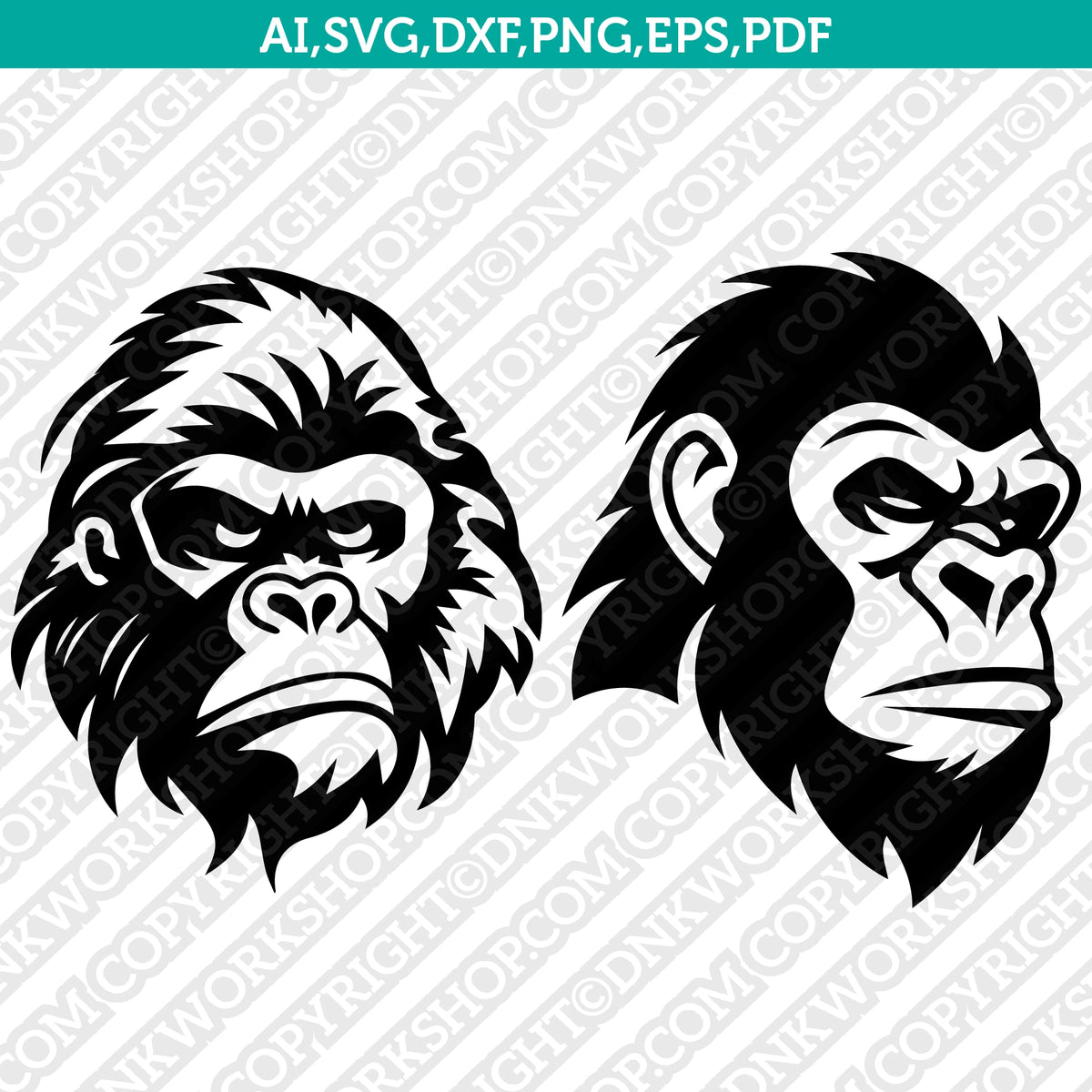 Gorilla Head SVG Mascot Cut File Cricut Clipart Png – DNKWorkshop