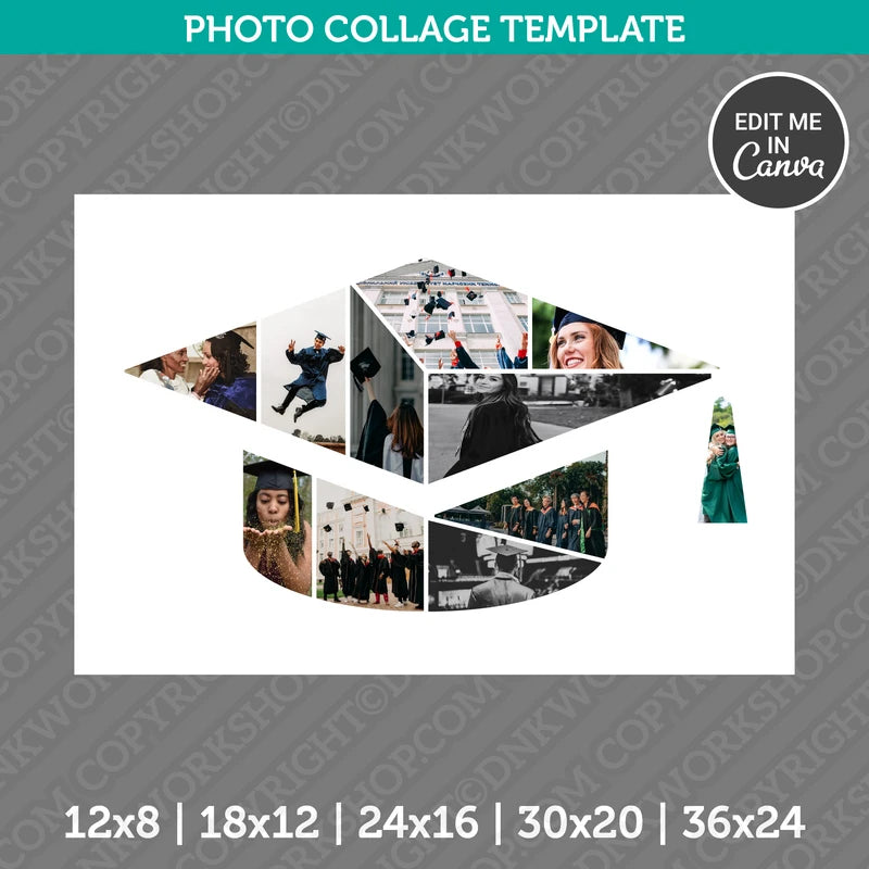 Mortarboard Graduation Cap Photo Collage Template Canva PDF – DNKWorkshop
