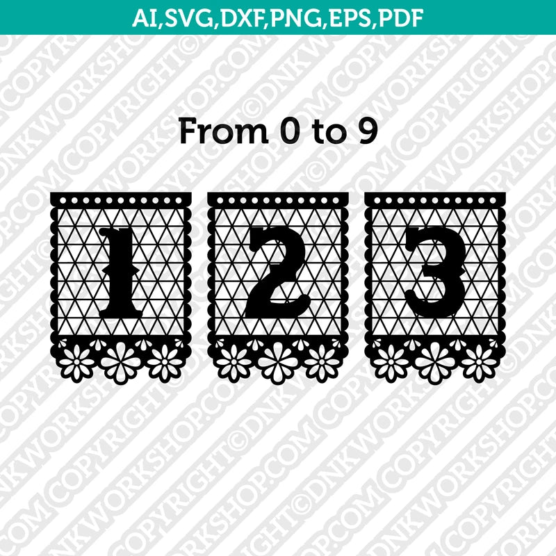 Papel Picado Numbers Cinco de Mayo Day of Death Coco SVG Cut File ...