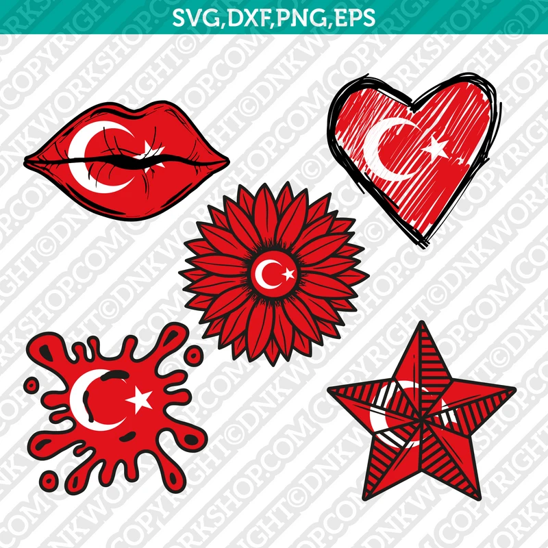 Turkey Flag SVG Cut File Cricut Silhouette Cameo Clipart Png Eps Dxf ...