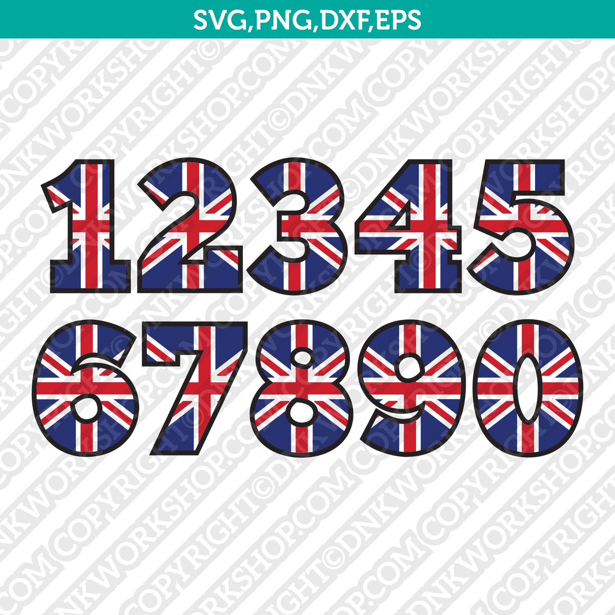 Union Jack United Kingdom Flag Number Alphabet SVG Vector Cricut PNG – DNKWorkshop