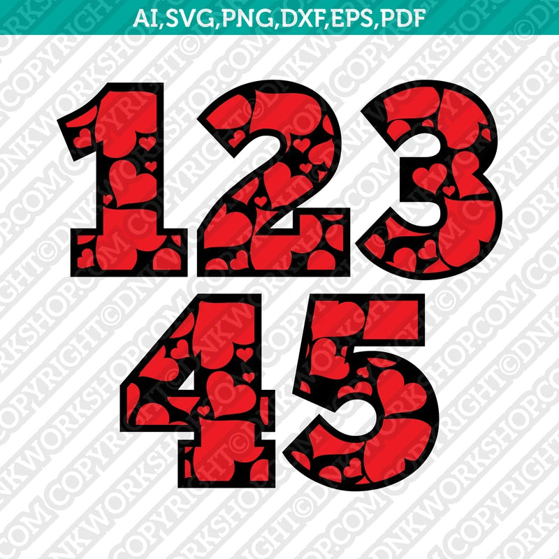 Valentine Heart Love Numbers SVG Cricut Cut File Clipart Png Eps Dxf ...