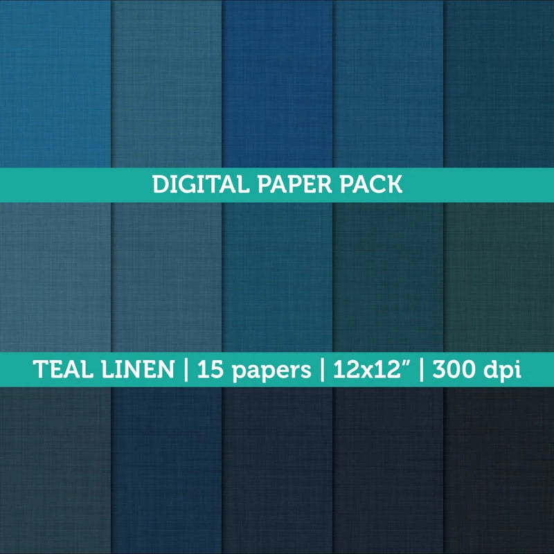 Digital Papers | Digital Scrapbooking Teal Linen Textured Paper Instan ...