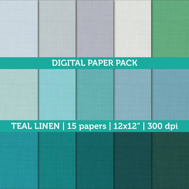 Digital Papers Scrapbooking Teal Linen Textured Paper Instant Download ...
