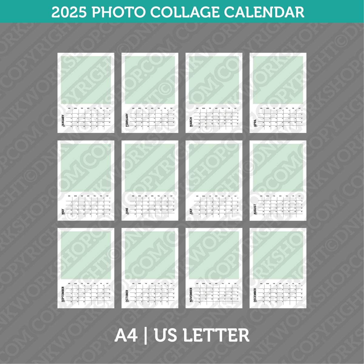 Calendar 2025 Photo Collage & Printable PDF | A4 & US Letter - Sun ...