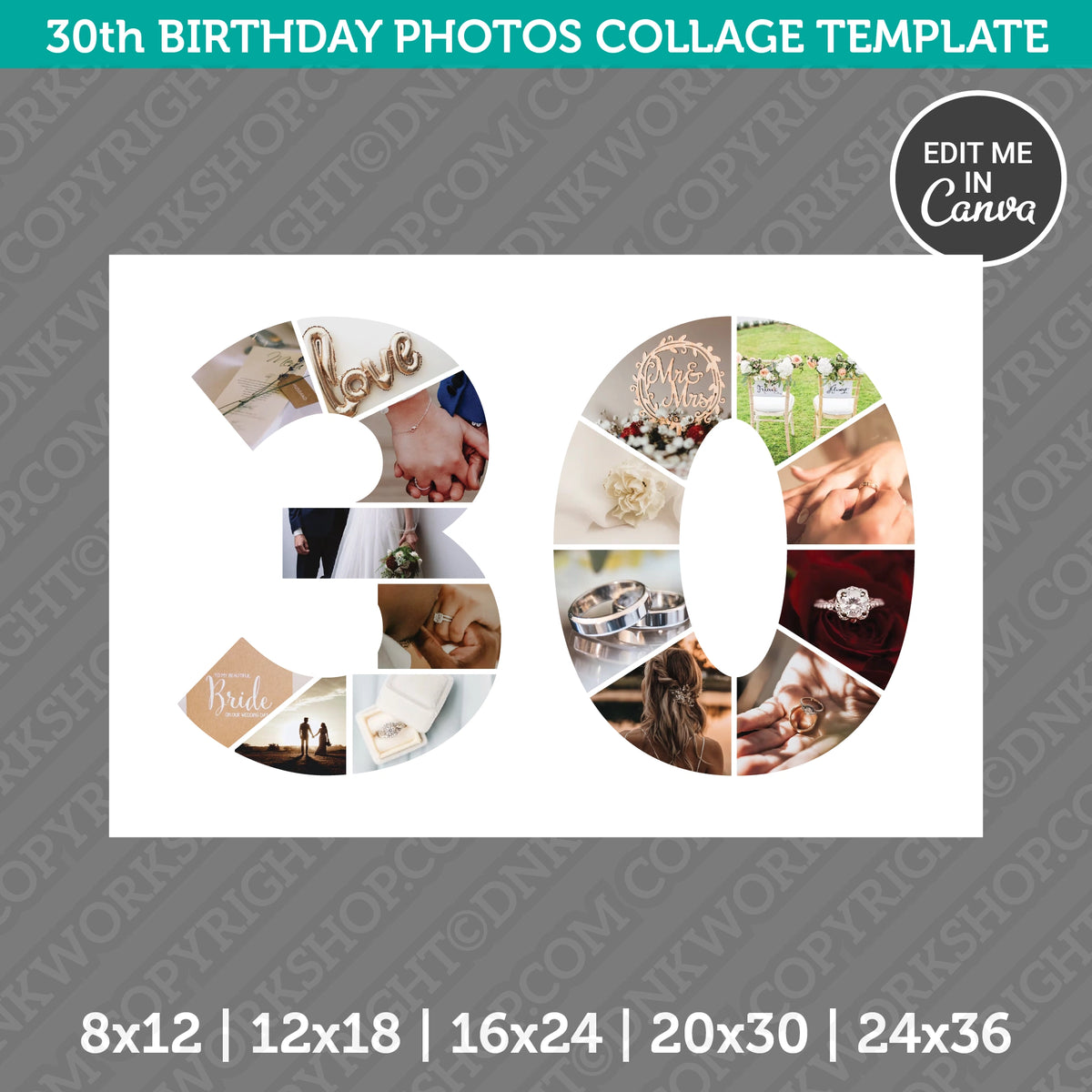 30th Birthday Photo Collage Canva Template PDF – DNKWorkshop