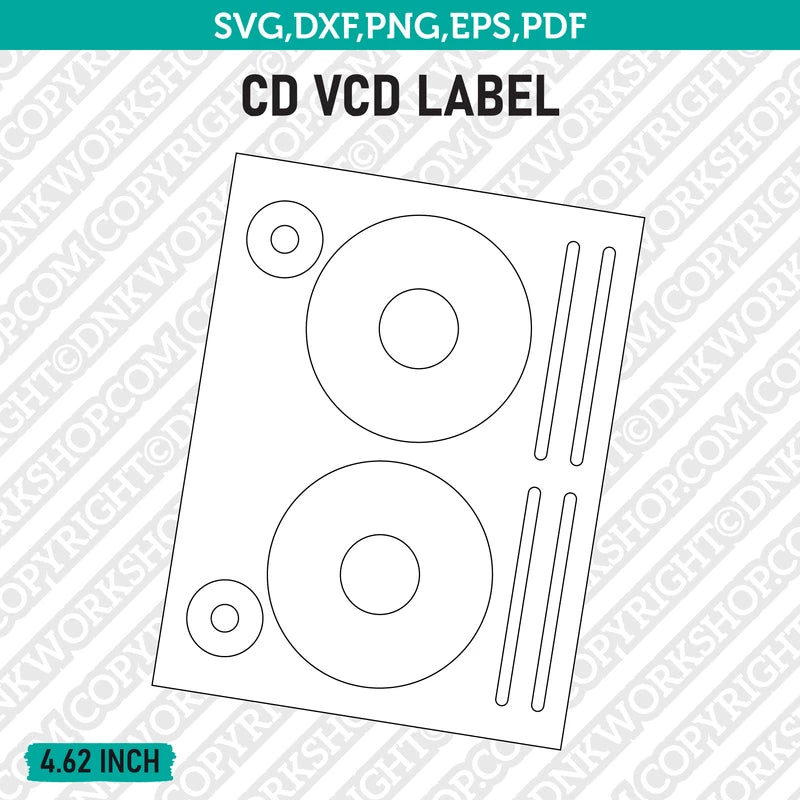 4.62 Inch CD DVD Label Template SVG Cut File Vector Cricut Clipart Png ...