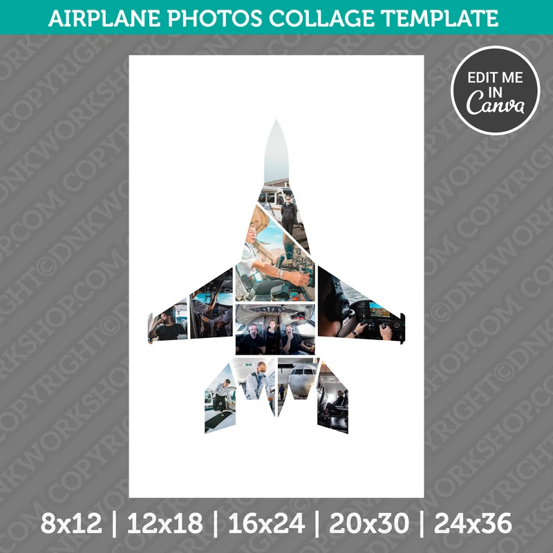 Airplane Pilot Photo Collage Template Canva PDF – DNKWorkshop