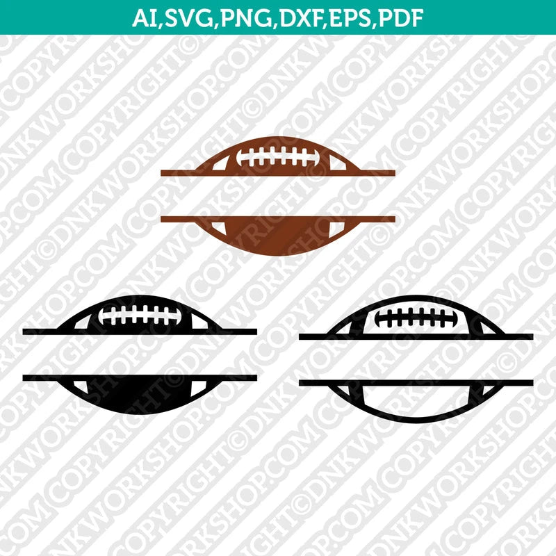 American Football Split Monogram Frame SVG Vector Silhouette Cameo ...