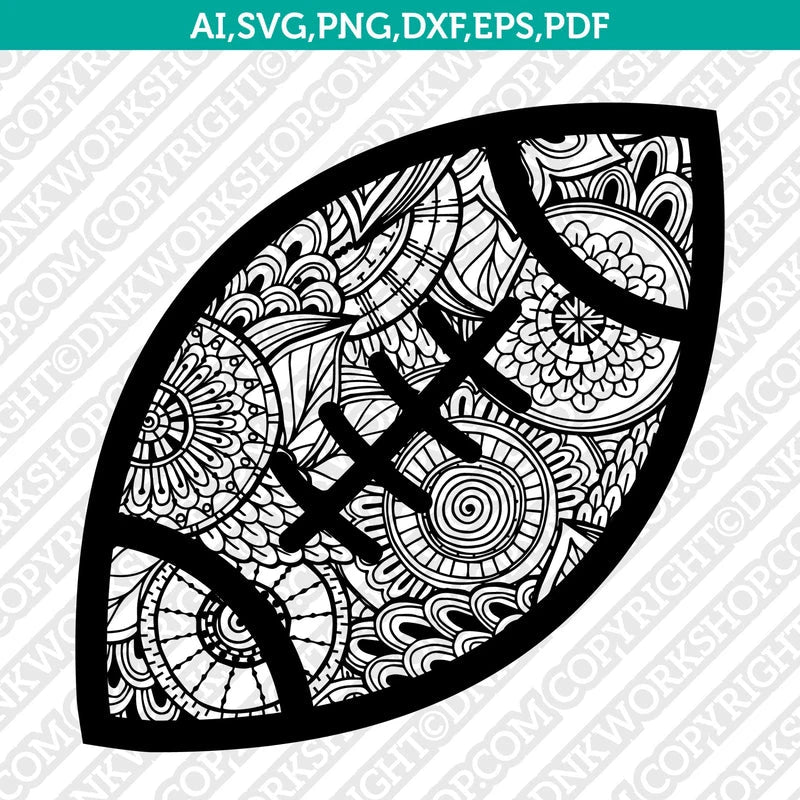 American Football Zentangle Mandala SVG Laser Cut File Vector Cricut ...