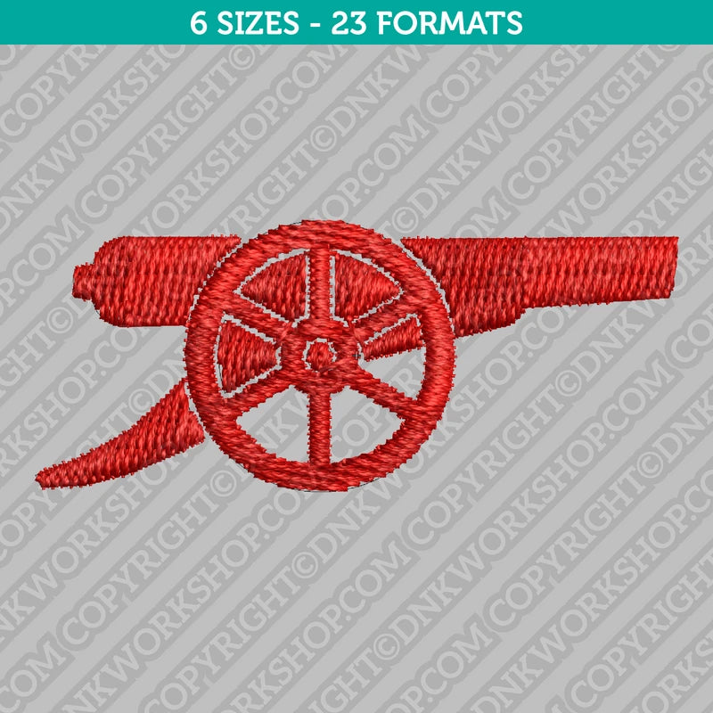 Arsenal Gunners Cannon Embroidery Design - 6 Sizes - INSTANT DOWNLOAD ...