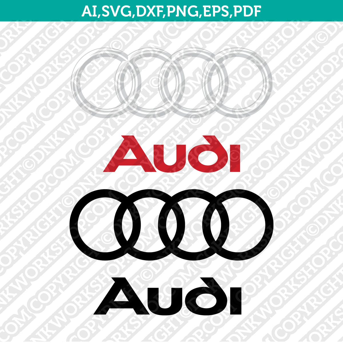 Audi Logo SVG Silhouette Cameo Cricut Cut File Vector Png Eps Dxf ...