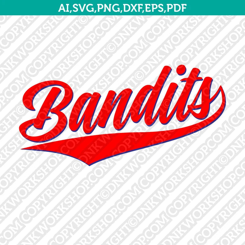 Bandits Baseball Softball SVG Silhouette Cameo Cricut Cut File DXF PNG ...