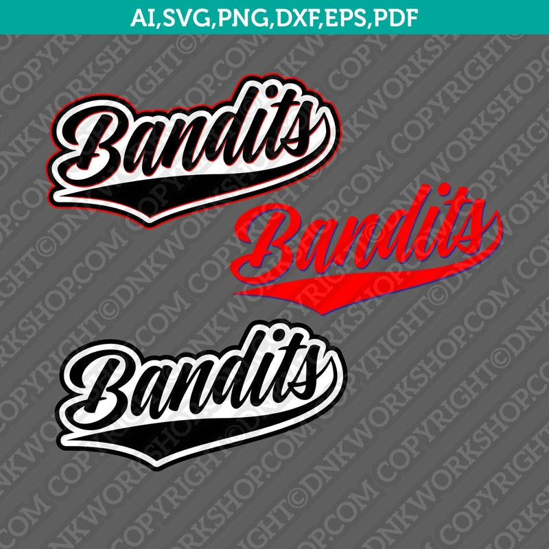 Bandits Baseball Softball SVG Silhouette Cameo Cricut Cut File DXF PNG ...