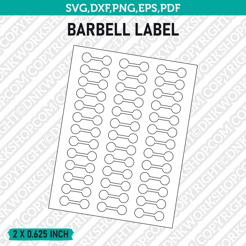 Barbell Label Template SVG Vector Cricut Cut File Clipart Png Eps Dxf ...