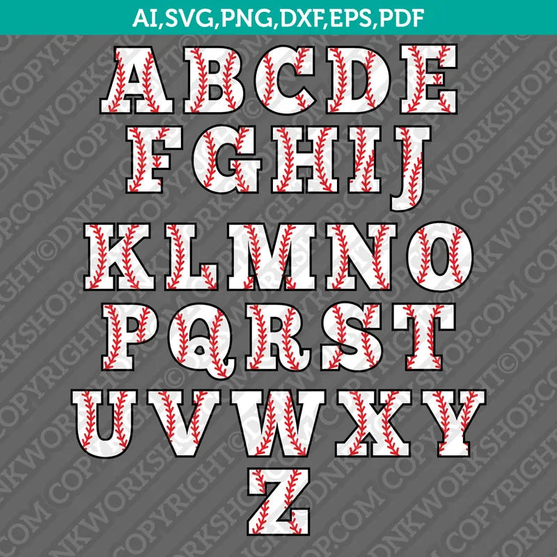 Baseball Letters Alphabet Team Font SVG Vector Cricut Cut File ...