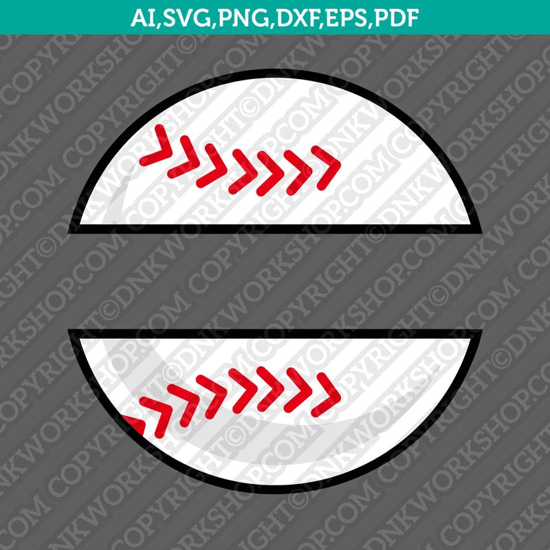 Baseball Team Split Monogram Frame SVG Vector Cricut Cut File Clipart ...