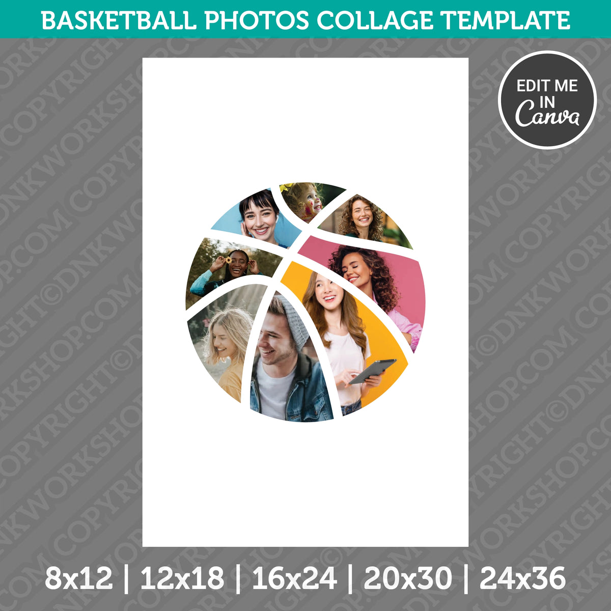 Basketball Photo Collage Template Canva | Sports Wall Art – DNKWorkshop