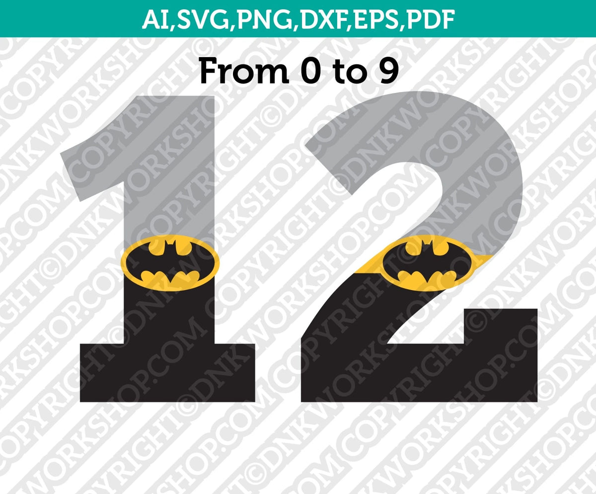 Batman Cartoon Superhero Numbers Birthday Party SVG Cricut Cut File ...