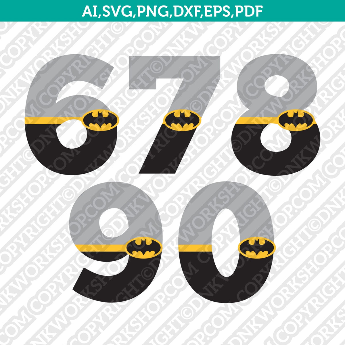 Batman Cartoon Superhero Numbers Birthday Party SVG Cricut Cut File ...