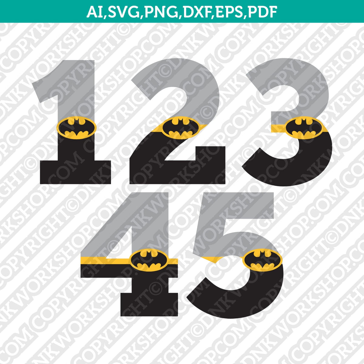 Batman Cartoon Superhero Numbers Birthday Party SVG Cricut Cut File ...