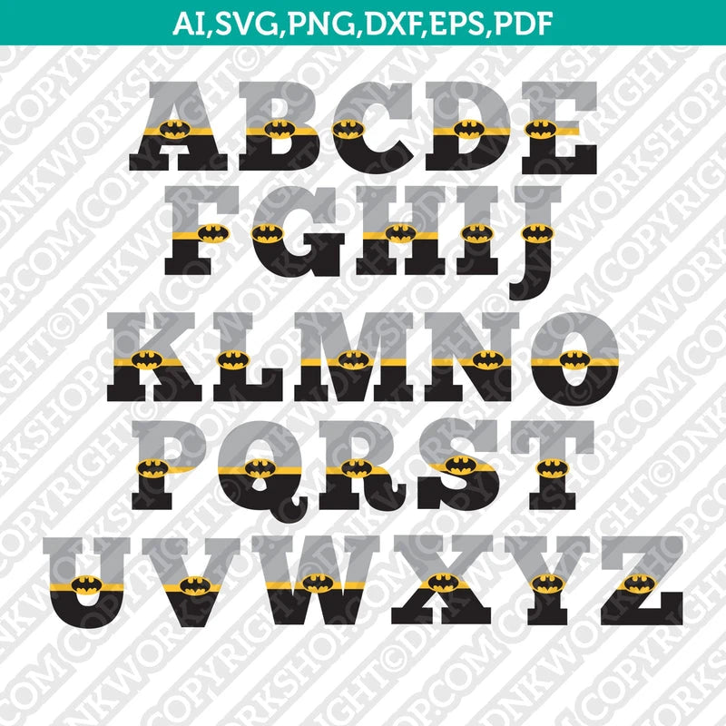 Batman Letter Fonts Alphabet SVG Vector Cameo Cricut Cut File – DNKWorkshop