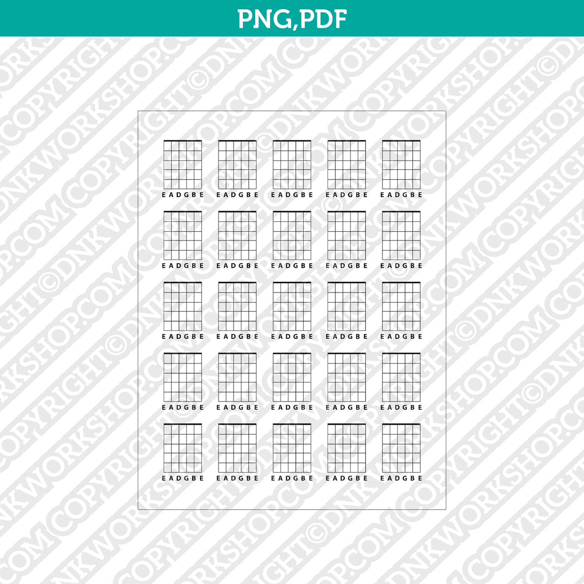 Blank Printable Guitar Chord Charts Diagram Sheet 6 String PDF PNG | A – DNKWorkshop