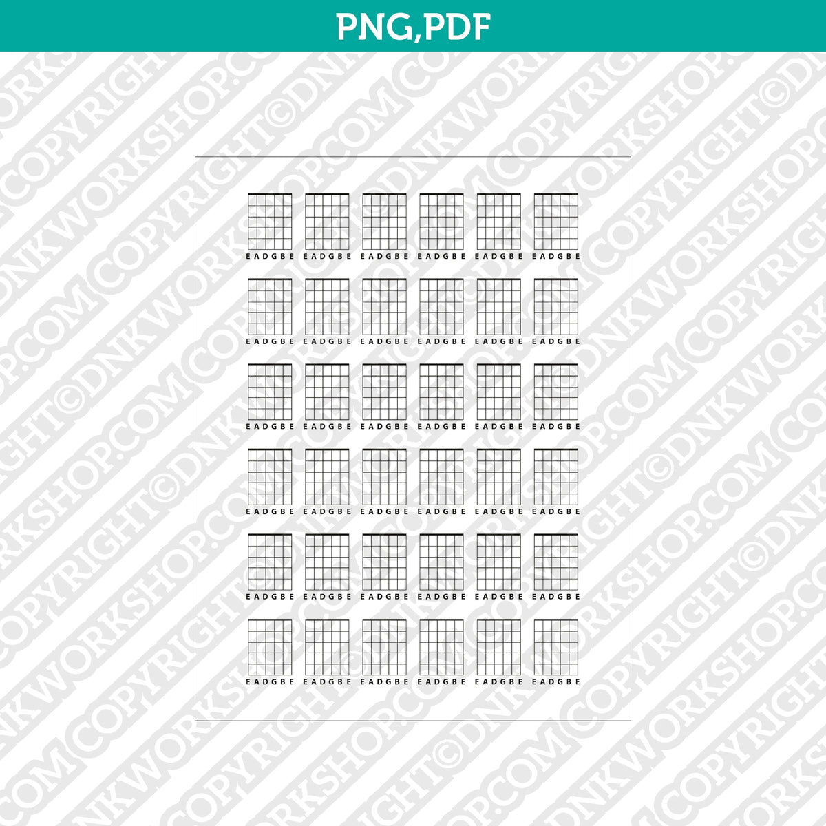 Blank Printable Guitar Chord Charts Diagram Sheet 6 String PDF PNG | A ...