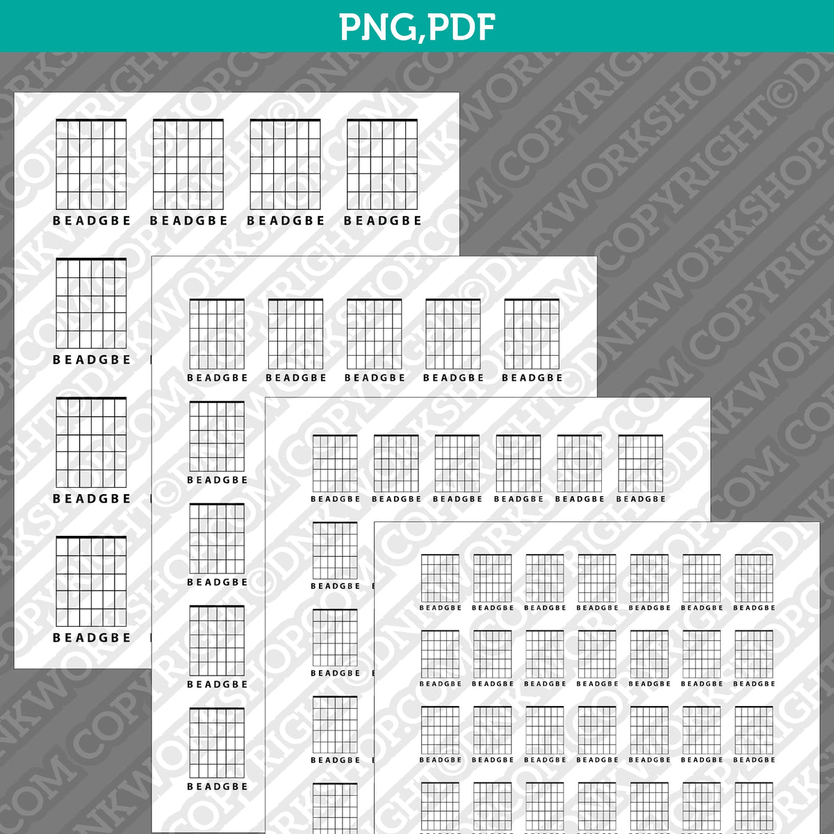 Blank Printable Guitar Chord Charts Diagram Sheet 7 String PDF PNG | A ...