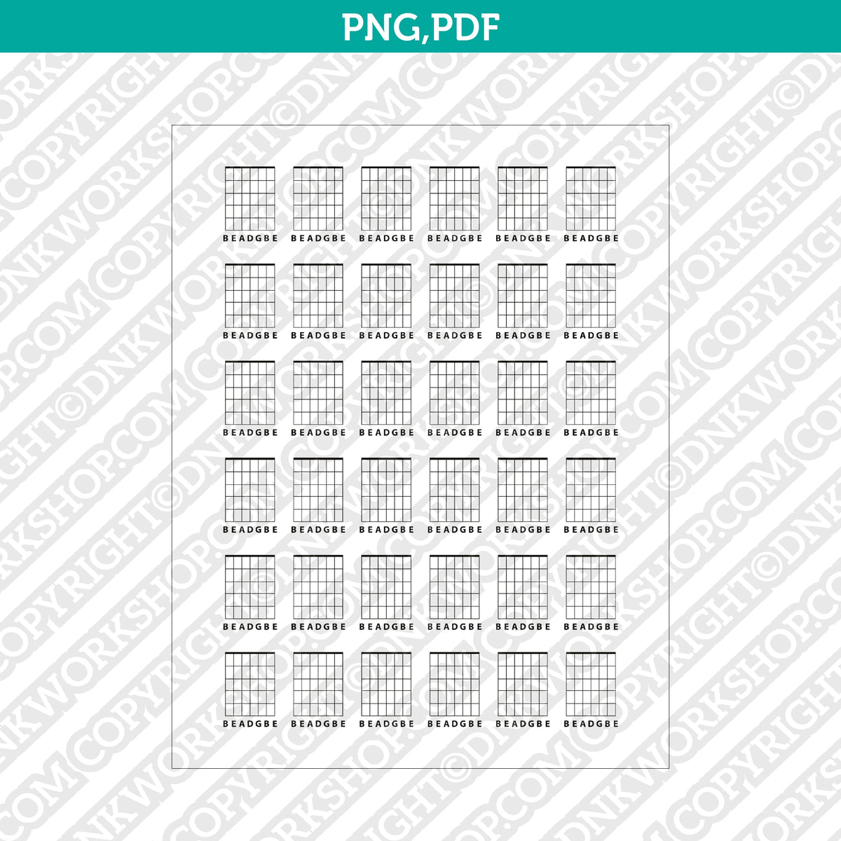 Blank Printable Guitar Chord Charts Diagram Sheet 7 String PDF PNG | A – DNKWorkshop