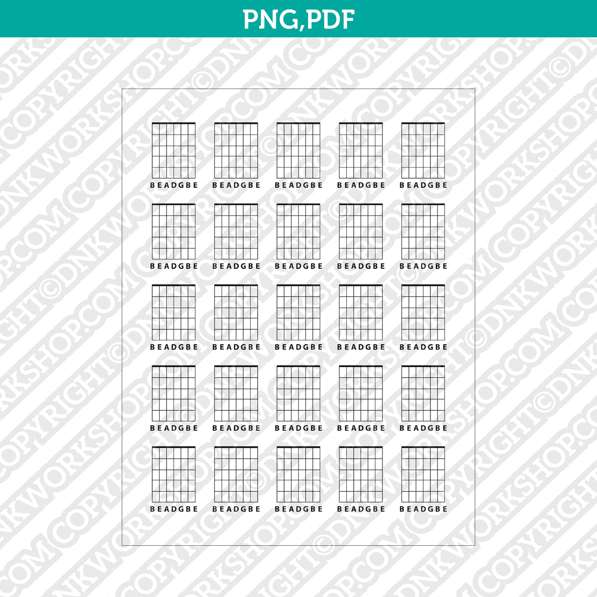 Blank Printable Guitar Chord Charts Diagram Sheet 7 String PDF PNG | A ...