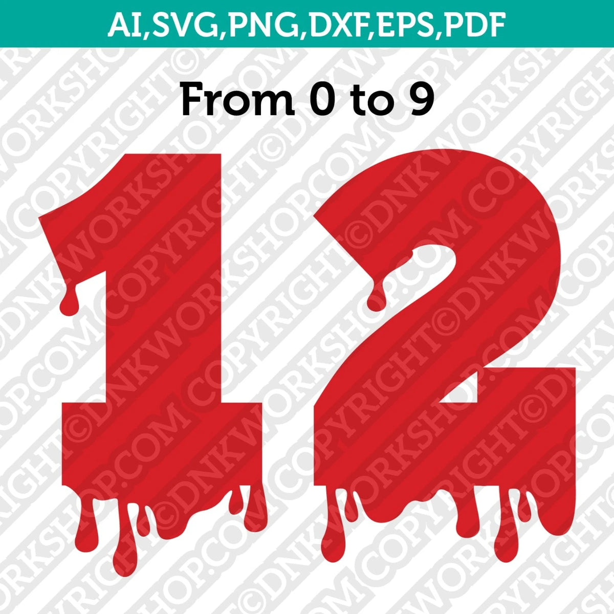Bloody Blood Dripping Numbers SVG Vector Cricut Cut File Clipart ...