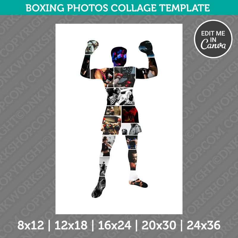 Boxing Fighting Photo Collage Template Canva PDF – DNKWorkshop