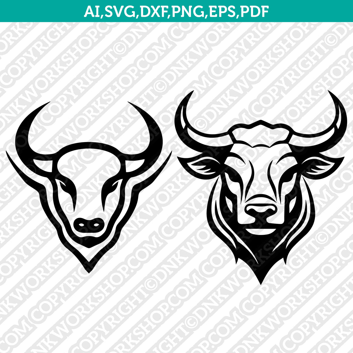 Bull Head SVG Mascot Cut File Cricut Clipart Silhouette Png – DNKWorkshop