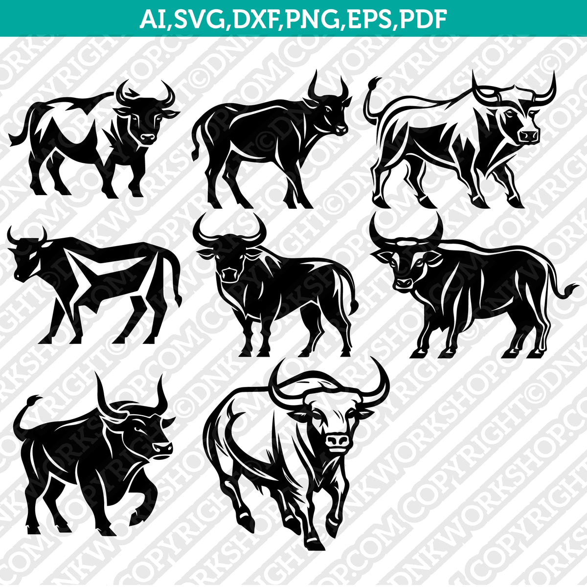 Bull SVG Mascot Cut File Cricut Clipart Silhouette Png – DNKWorkshop
