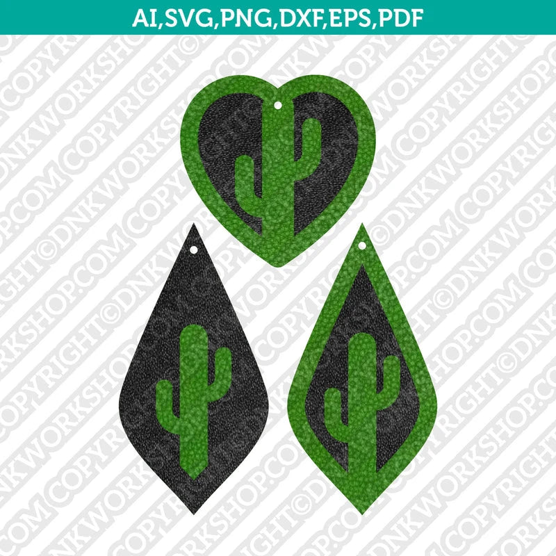 Cacti Cactus Earring Template Svg Laser Cut File Cricut Clipart ...