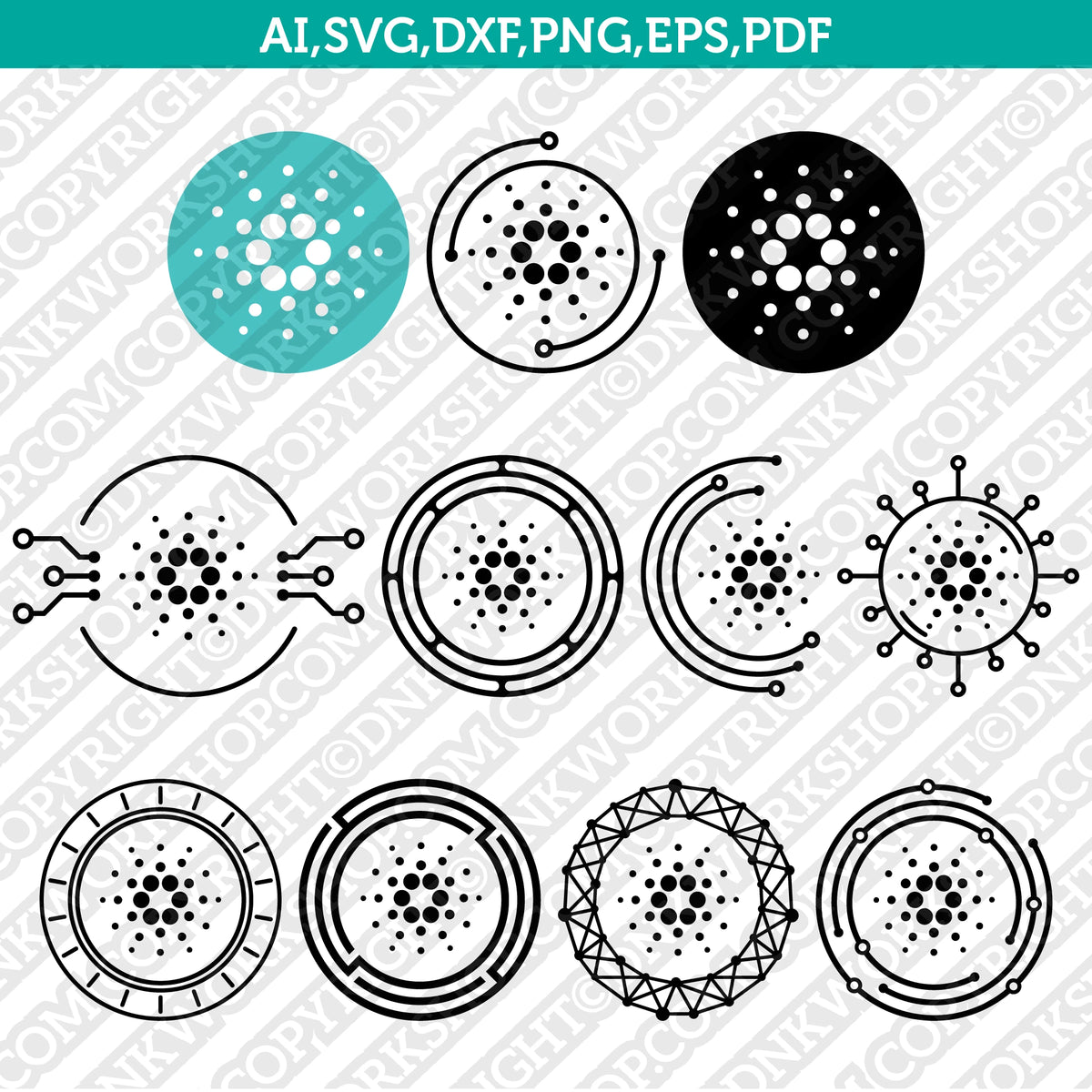Cardano Logo SVG Cryptocurrency Cricut CutFile Clipart Dxf Eps Png Sil ...