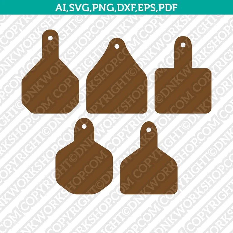 Cattle Calves Cow Ear Tag Earring Template SVG Vector Cricut Cut File ...